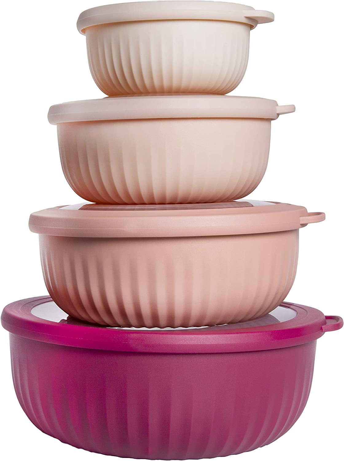 Prep Bowls with Lids- Wide and Deep Nesting Plastic Small Mixing Bowl ...