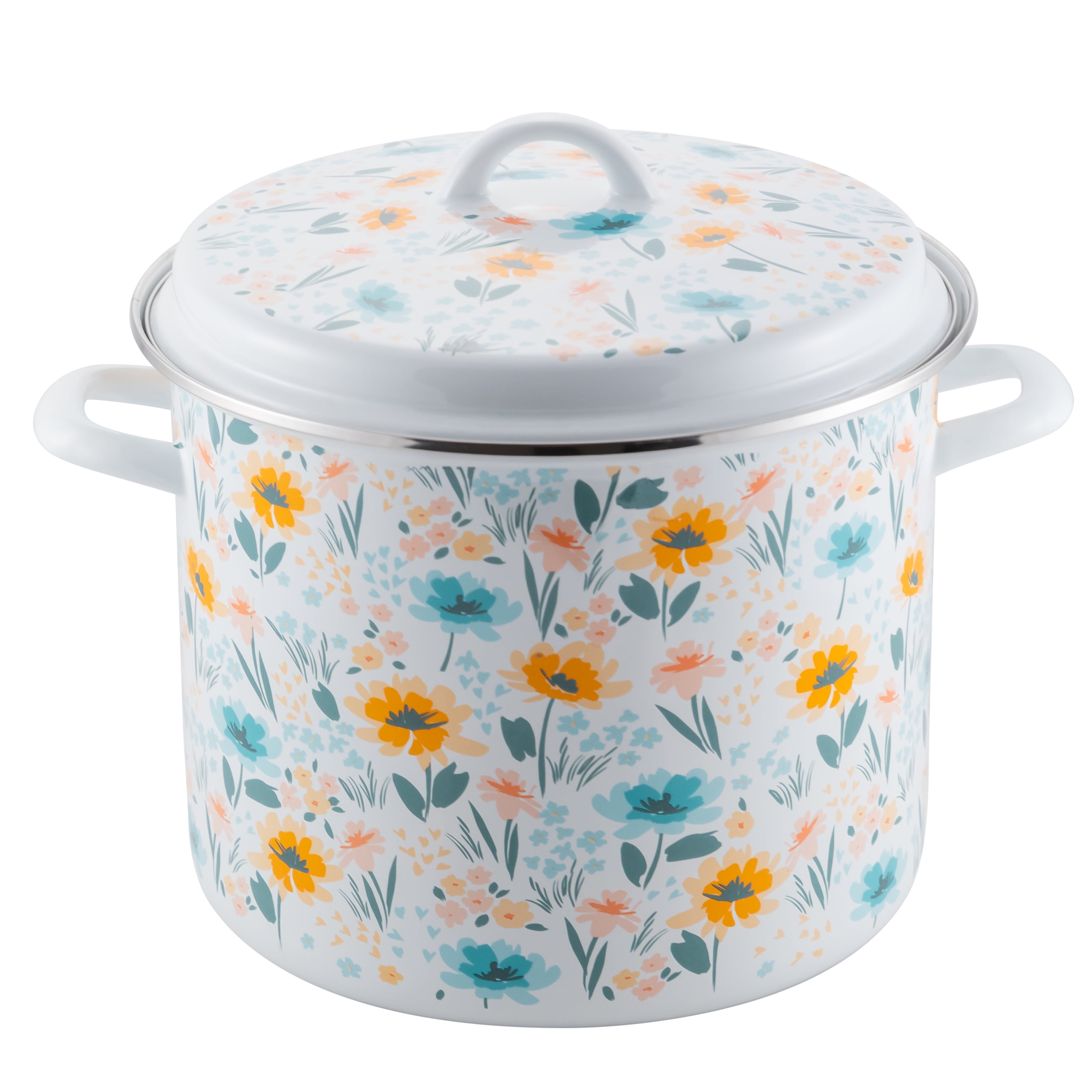 Prep•N•Cook by McSunley 12Qt Floral Porcelain Enamel Stockpot - Walmart.com