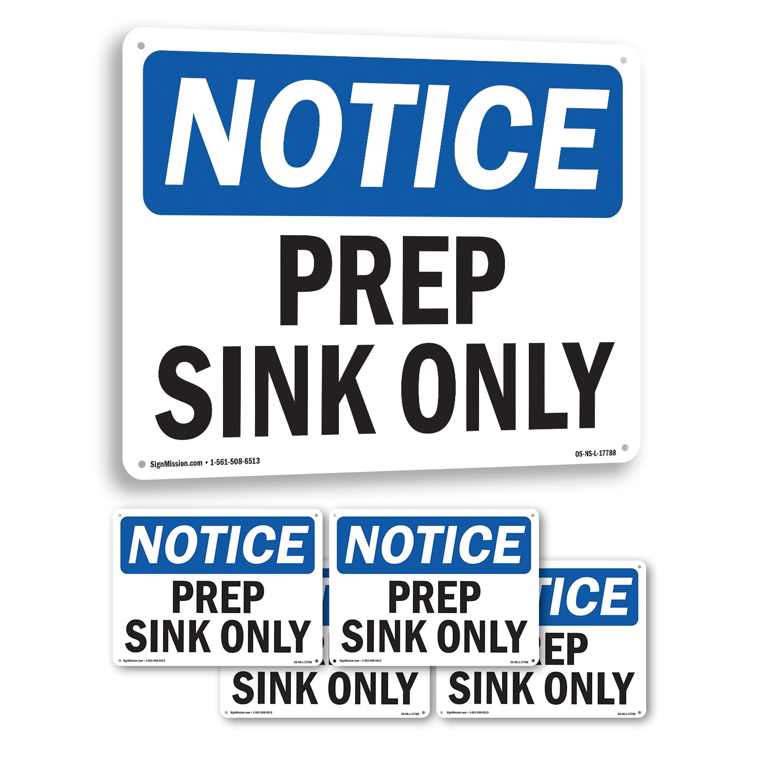 Prep Sink Only OSHA Notice Rigid Plastic Sign 10 Inch x 7 Inch - 5 Pack ...