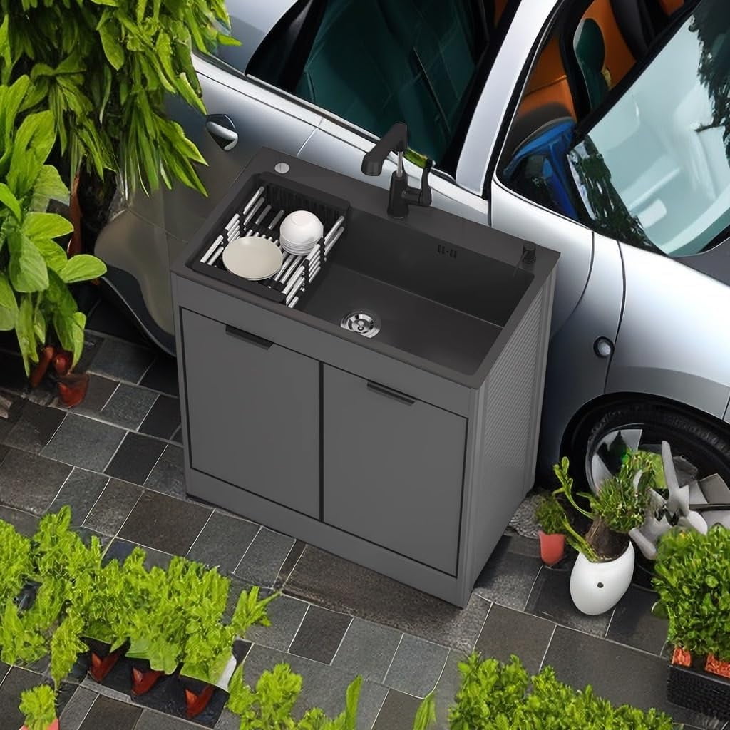 Prep & Utility Sink with Cabinet,Indoor Commercial Kitchen Sink ...