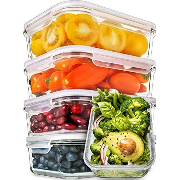 PrepNaturals 5 Pack 30 Oz Glass Meal Prep Containers - Dishwasher ...