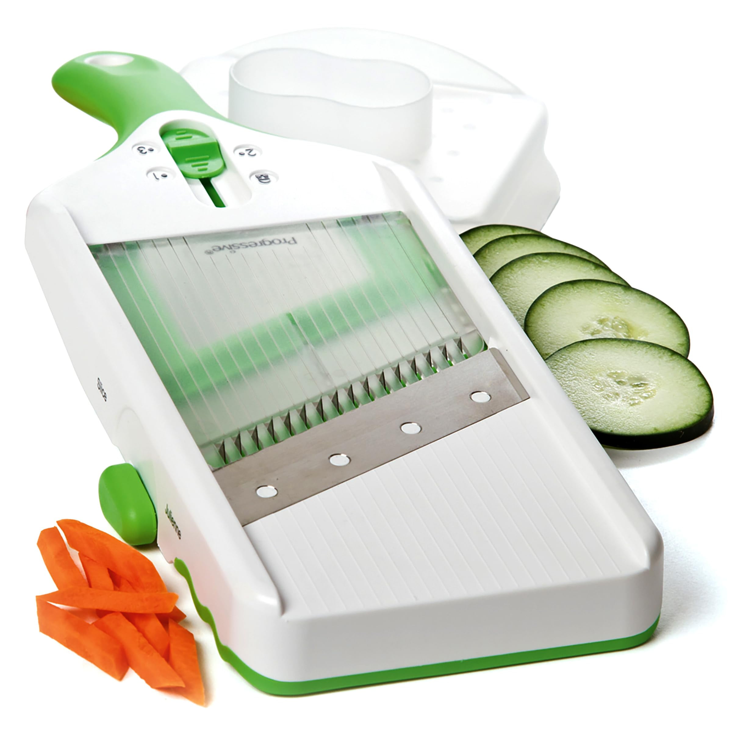 PrepSolutions Adjust-A-Slice & Julienne Mandoline, White & Green - Adjustable Slicer for Fruits ...