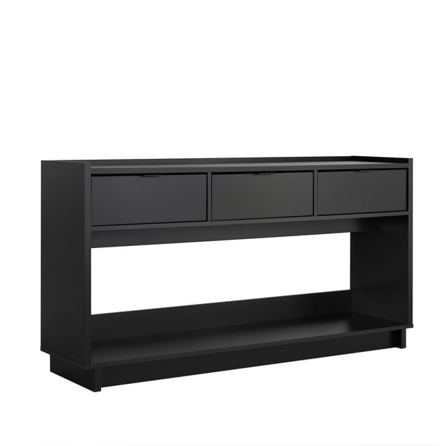 Prepac Black Simply Modern Entryway Table, Narrow Console Table with 3 ...
