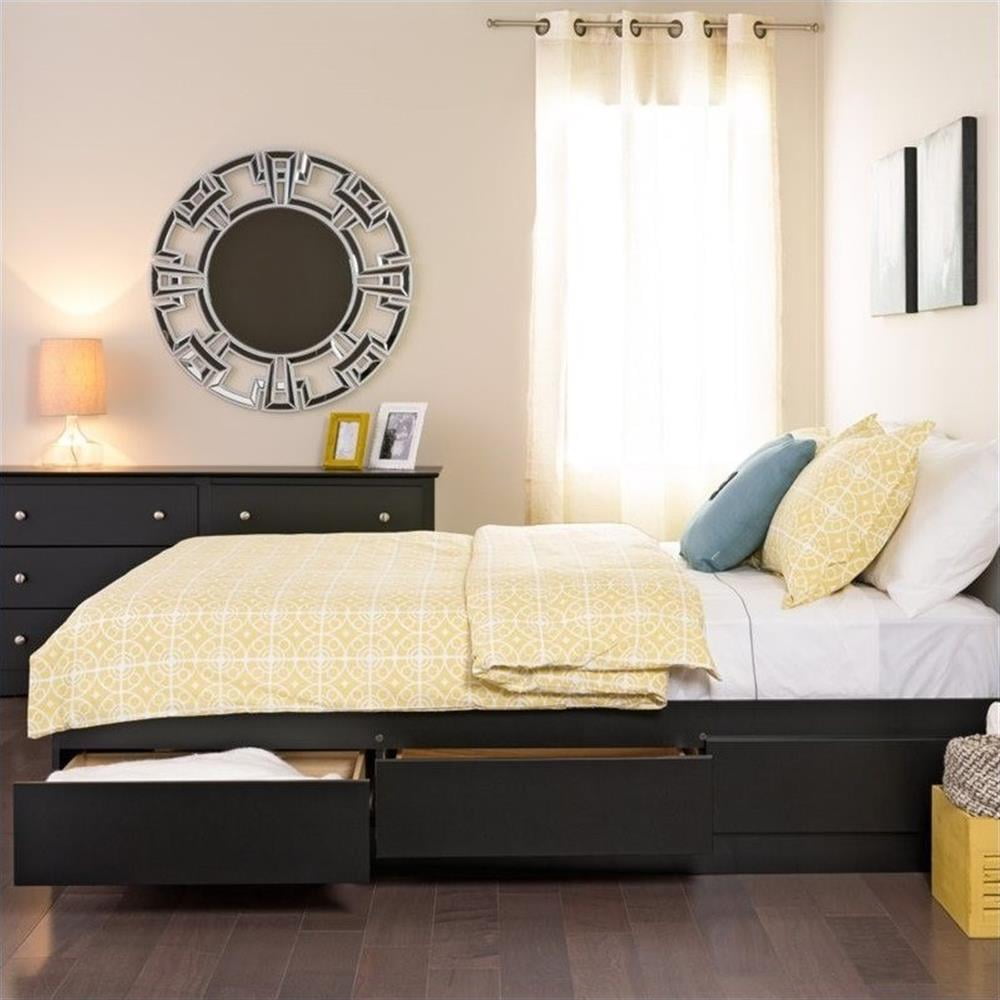 Prepac Black Sonoma Double / Full Platform Storage Bed with 6 Drawers ...