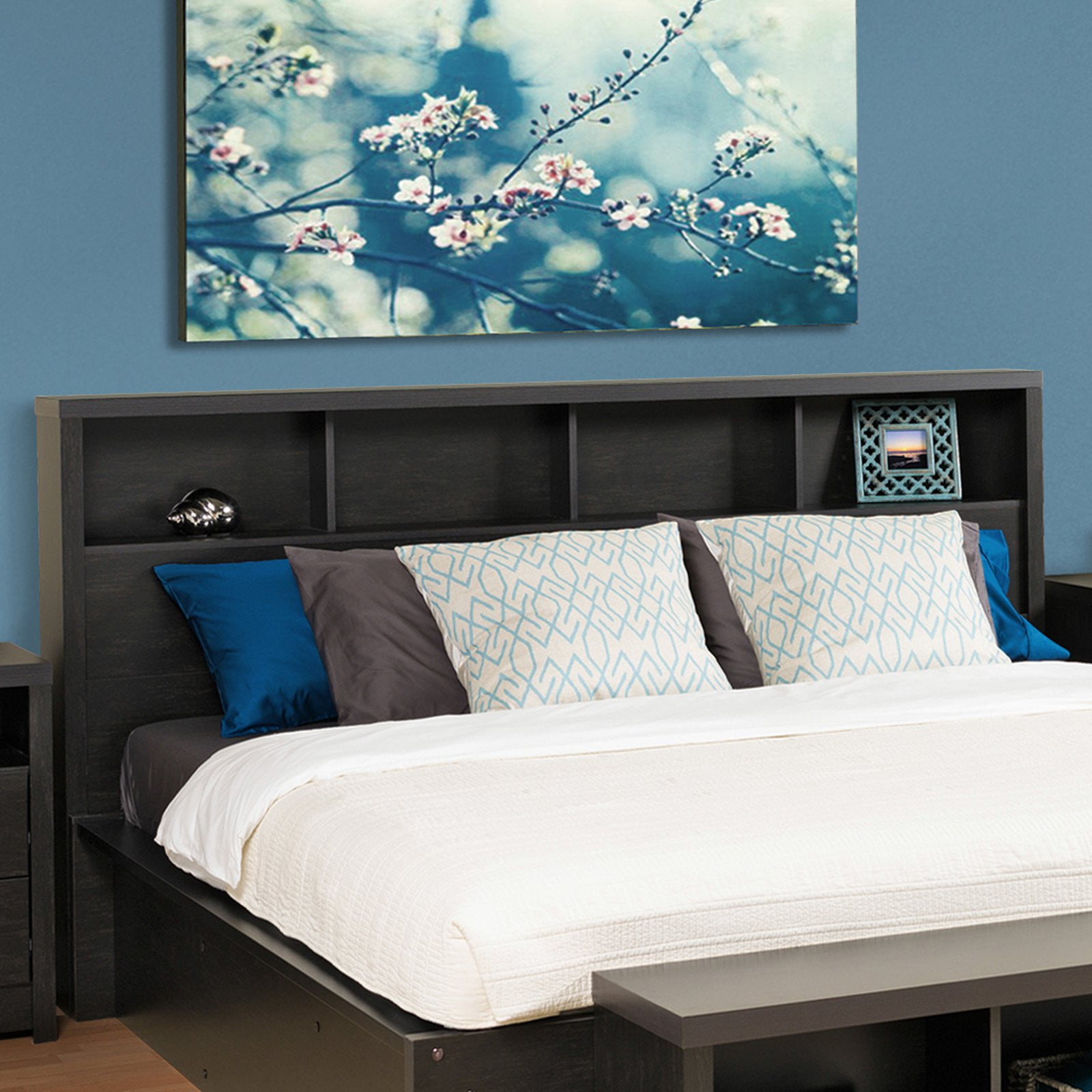 Prepac District Modern Double/Queen Size Bed Storage Headboard with ...