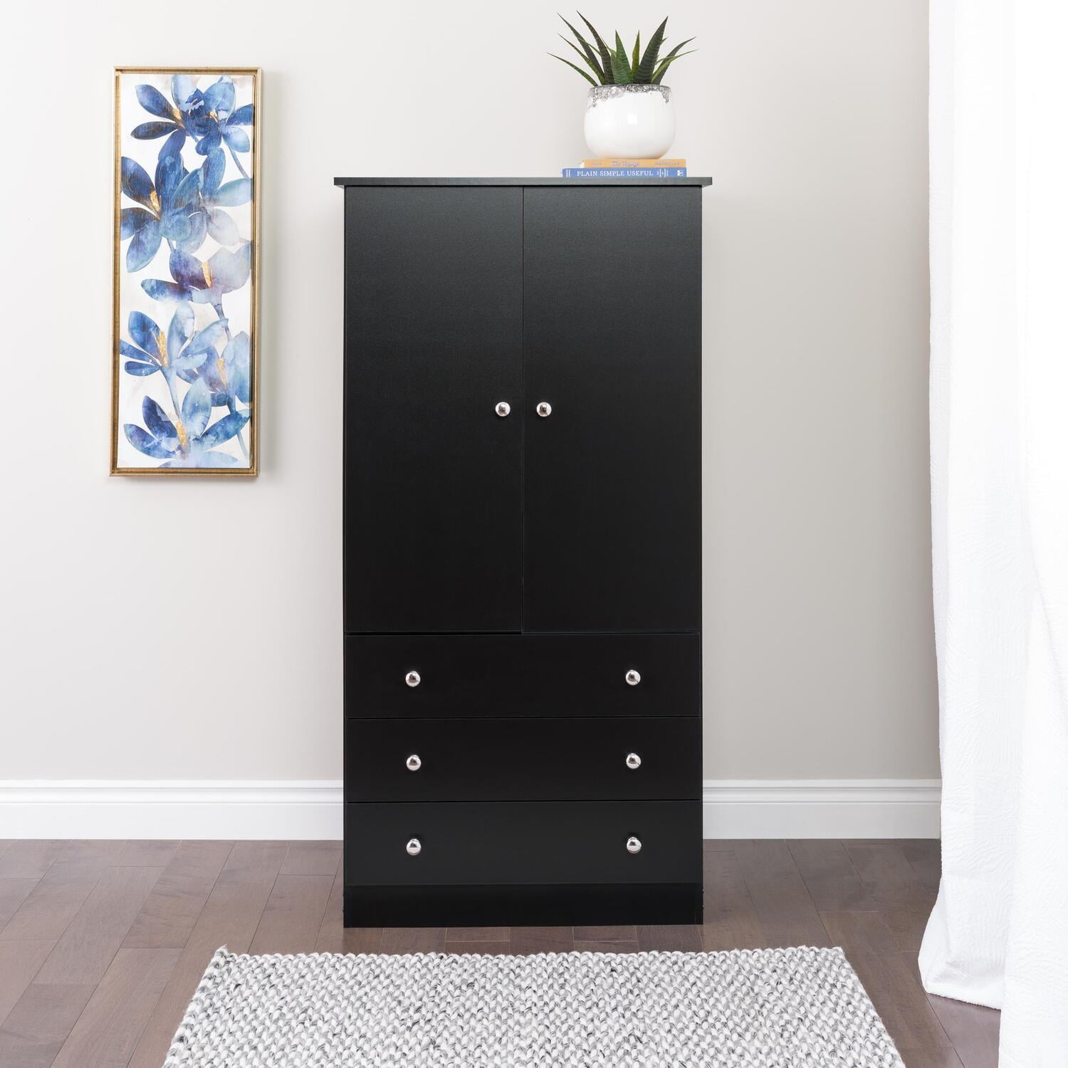 Prepac Edenvale 3 Drawer Wardrobe-Finish:Black - Walmart.com