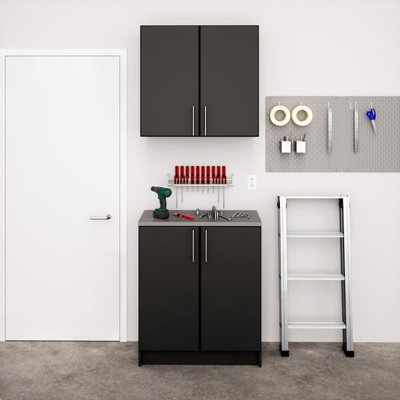 Prepac Elite Black Engineered Wood Storage Cabinet Set H - 2 pc ...