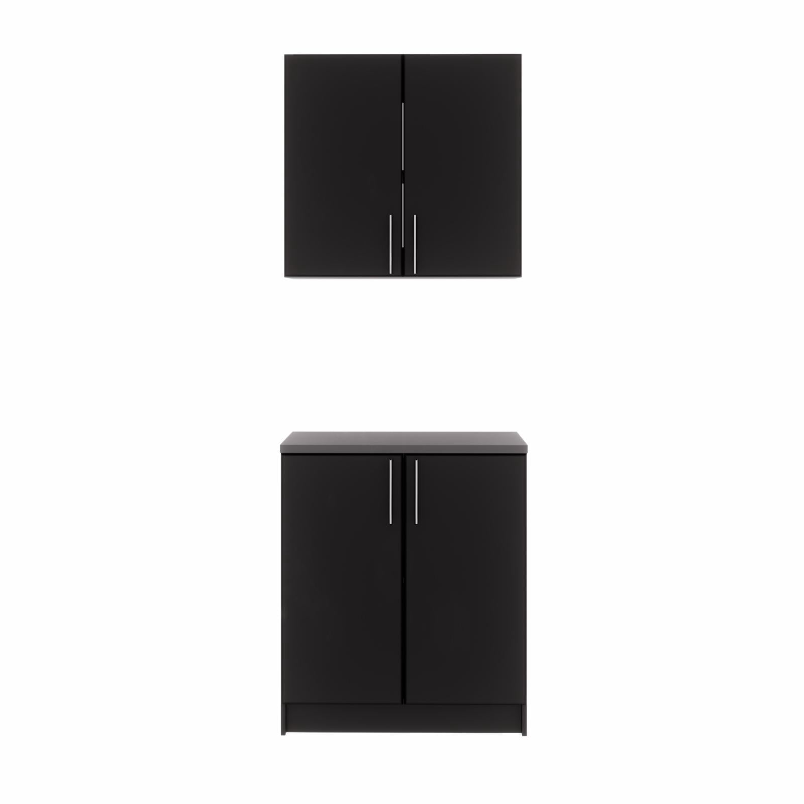 Prepac Elite Black Engineered Wood Storage Cabinet Set H - 2 pc ...