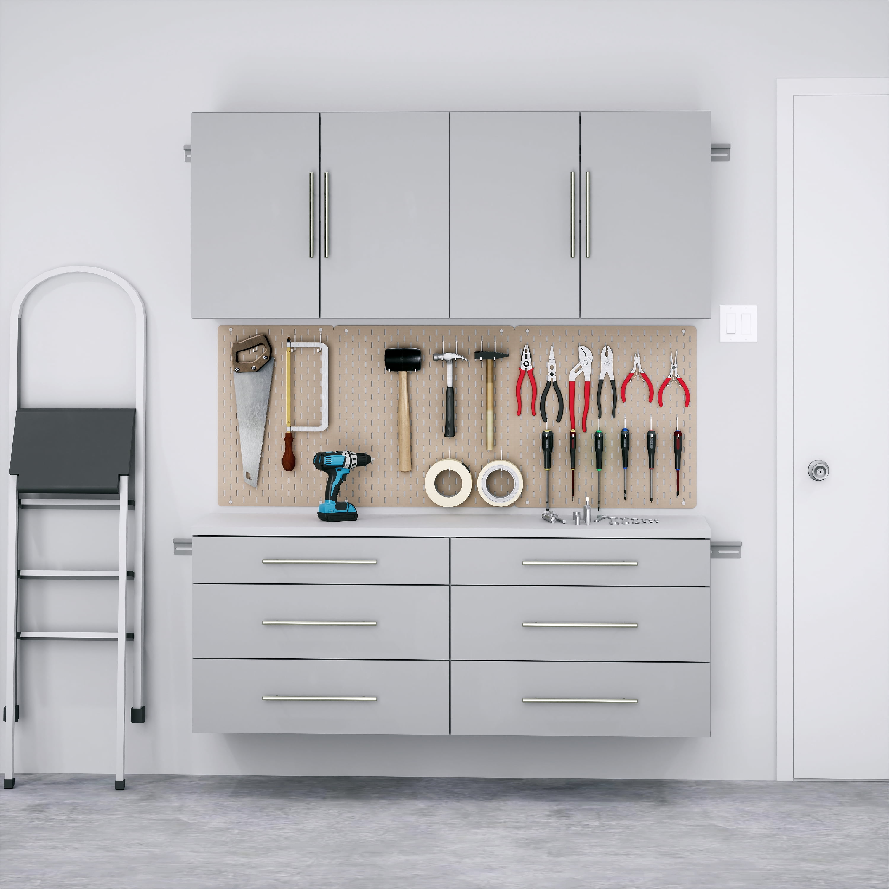 Prepac HangUps 60" Storage Cabinet Set F, 4 Pieces, Light Gray ...