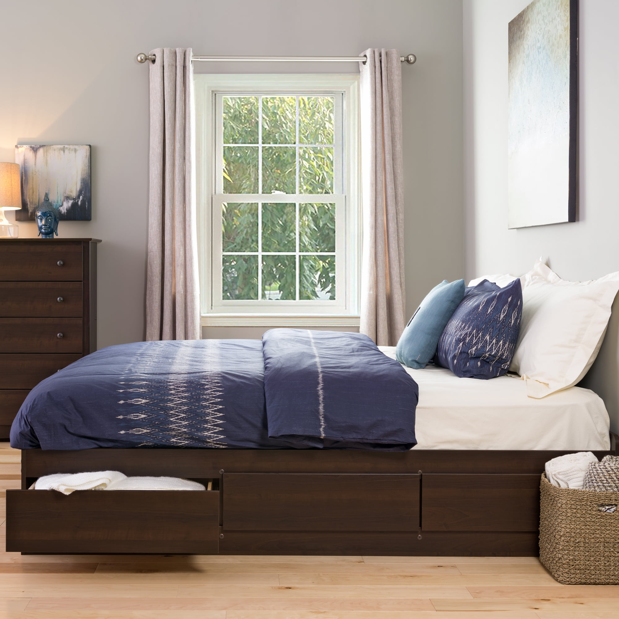 Prepac King Mate's Platform Storage Bed with 6 Drawers, Espresso ...