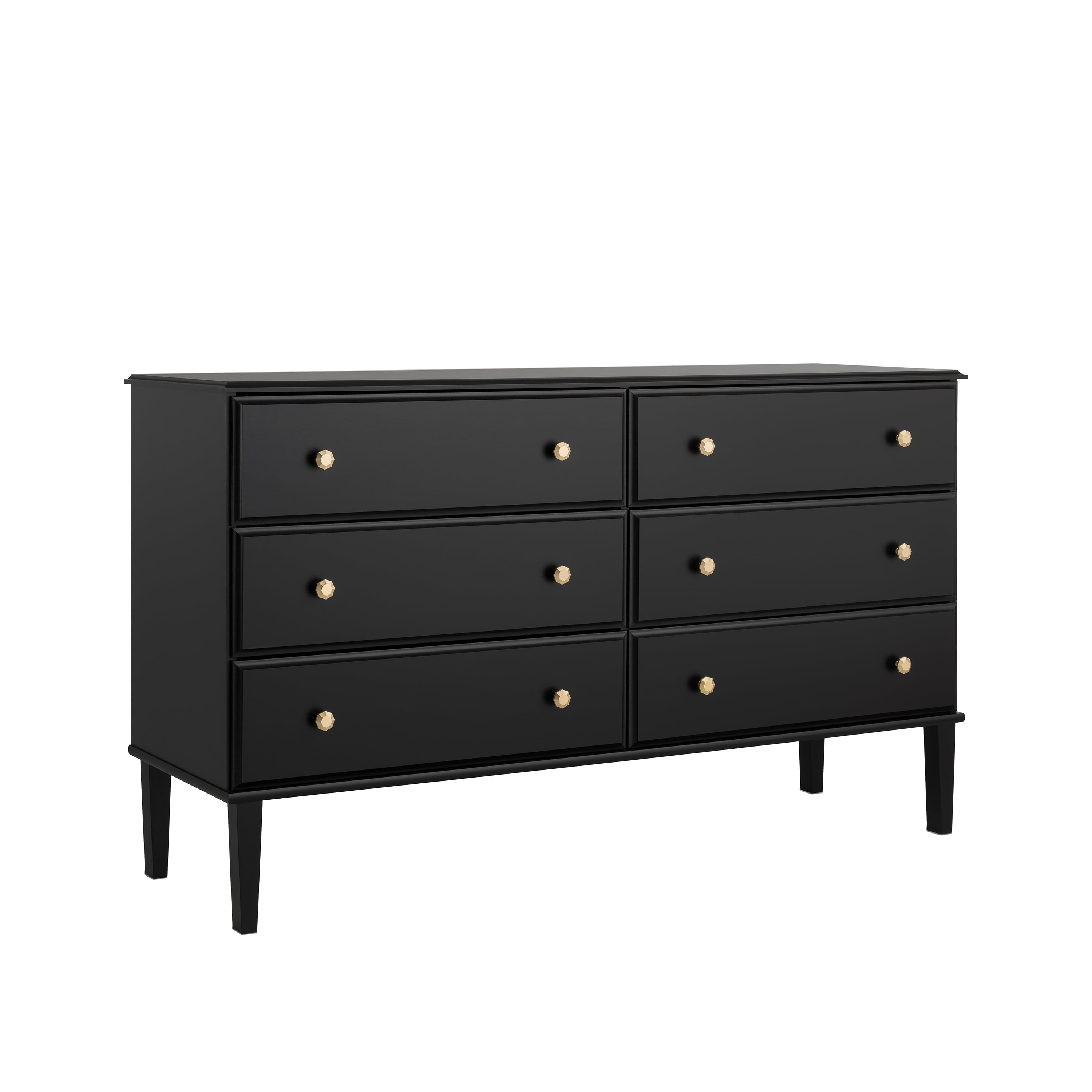 Prepac Lux Dresser, Black Dresser for Bedroom, Chest of Drawers with 6 ...