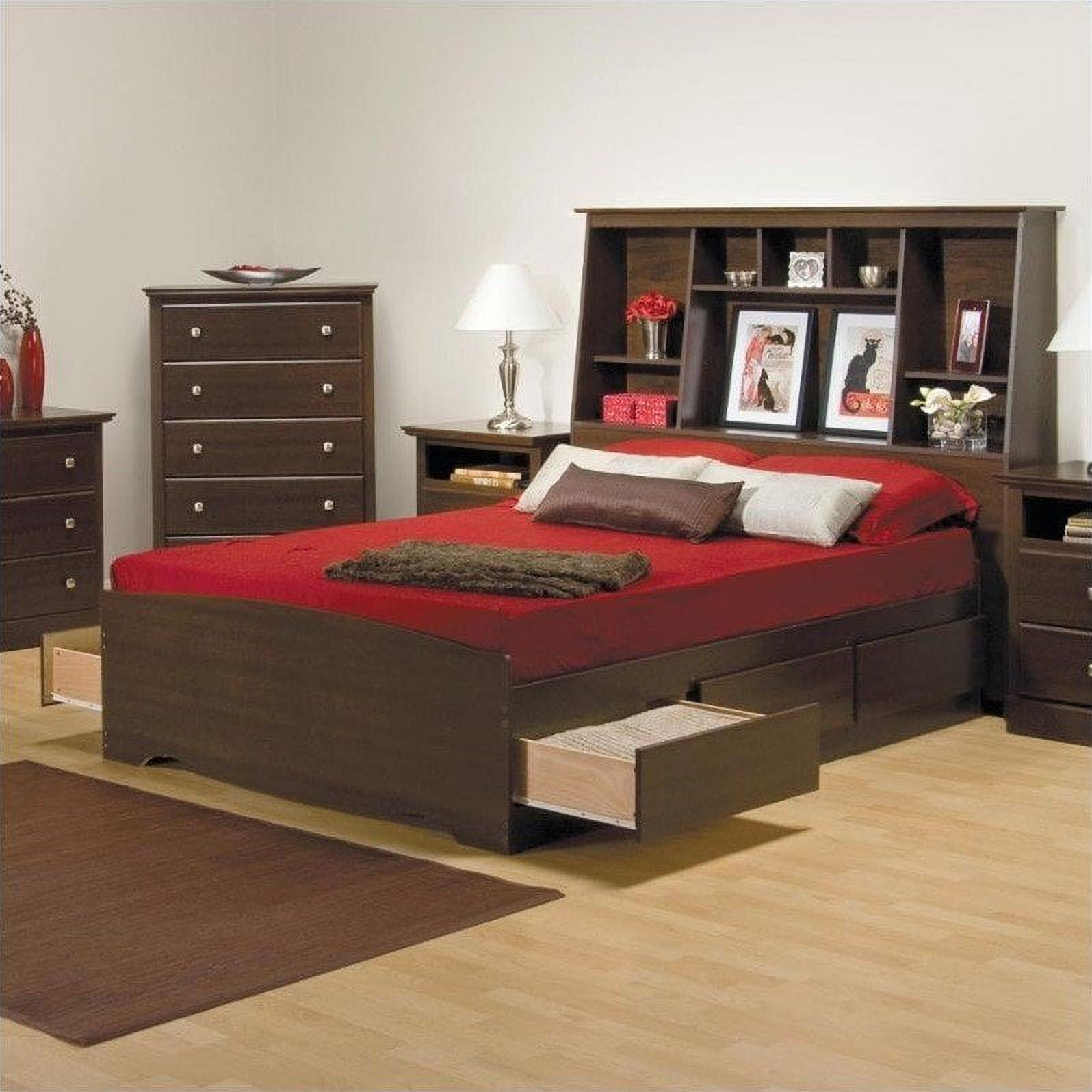 Prepac Manhattan Full Tall Bookcase Platform Storage Bed in Espresso ...