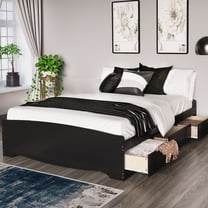 Prepac Select 4-Post Platform Bed with 4 Drawers, Queen, White ...