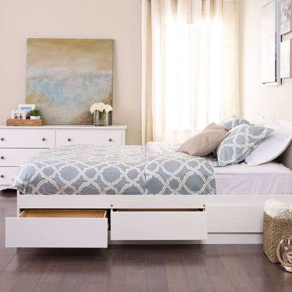 Prepac Queen Mate's Platform Storage Bed with 6 Drawers, White ...