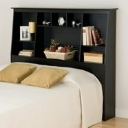 Pemberly Row Engineered Wood Full-Queen Bookcase Headboard in Natural ...