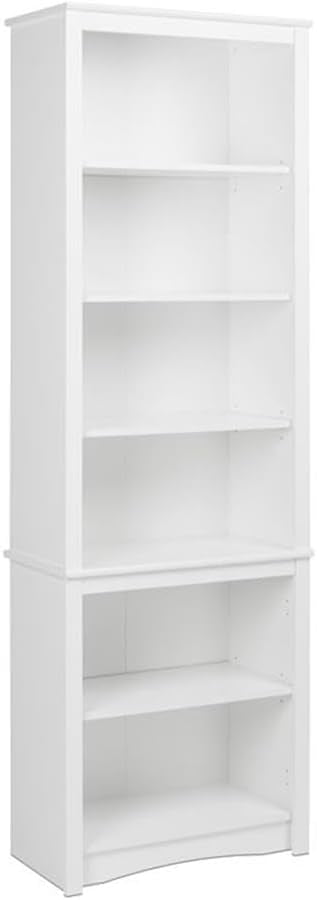 Prepac Sonoma Tall 6-Tier Bookcase 80"H with 2 Adjustable Shelves ...