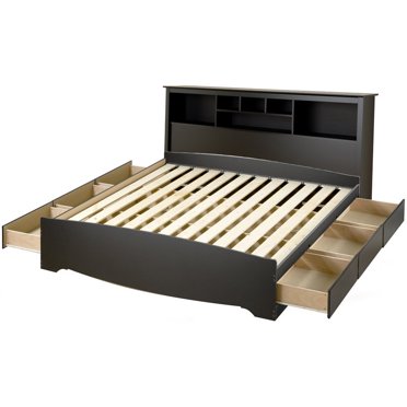 Prepac Monterey Queen Platform Storage Bed with Drawers in White ...