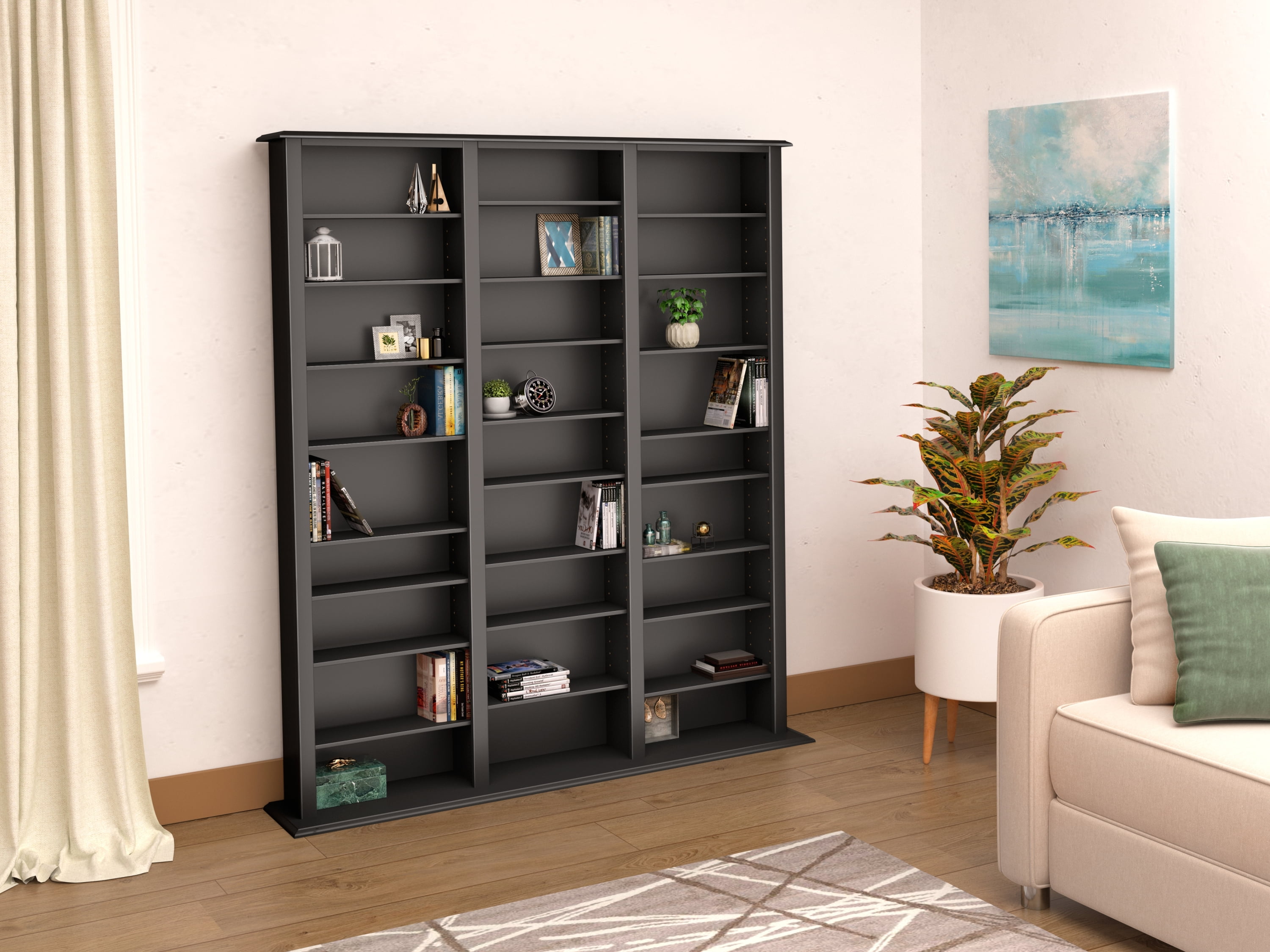 Prepac Triple Width Espresso Media Storage Tower with Adjustable ...