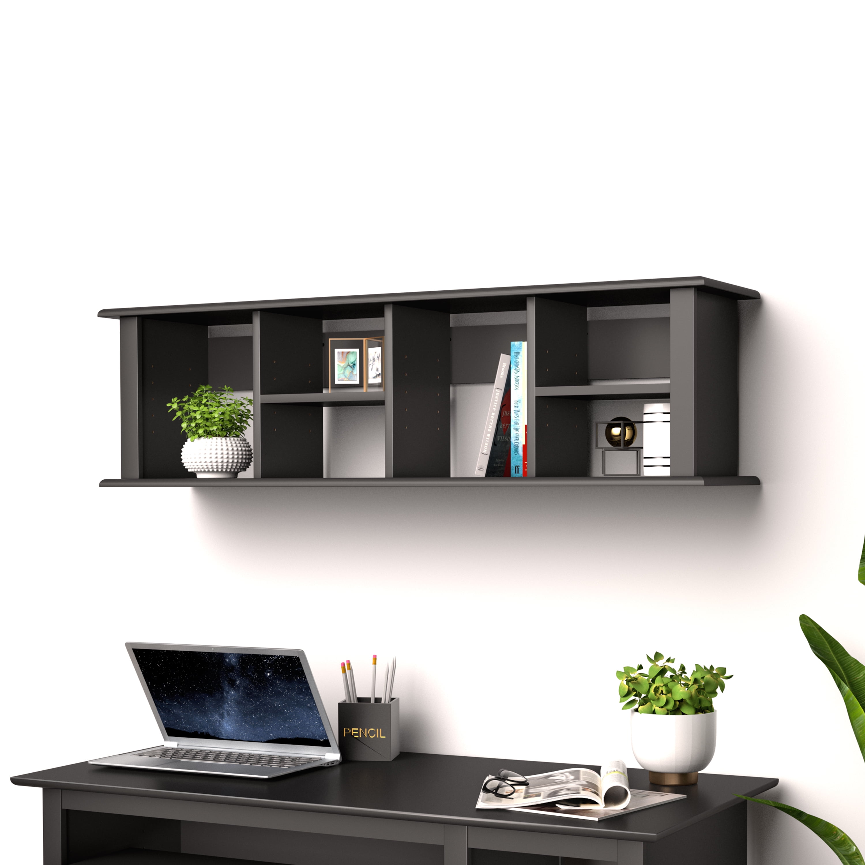 Prepac Wall Mounted Desk Hutch-Finish:Black - Walmart.com