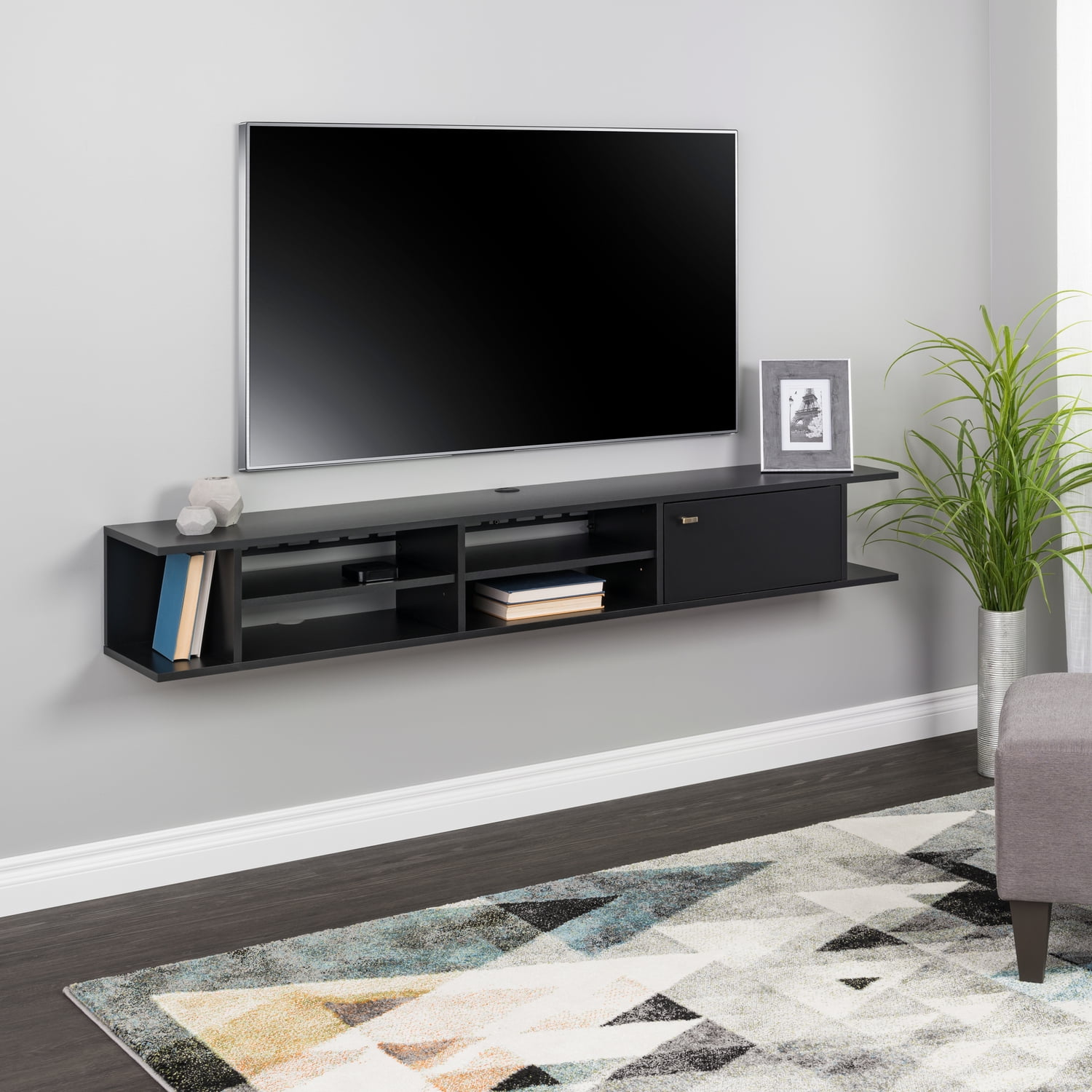 Prepac Wall Mounted Media Console with Door, Black - Walmart.com