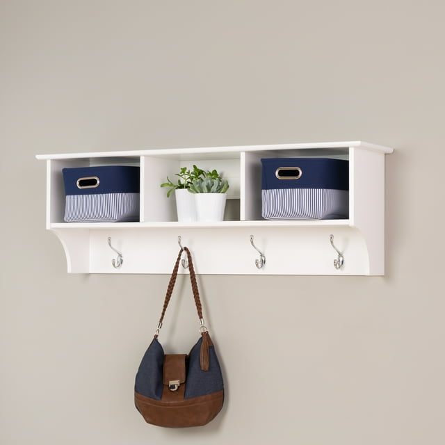 Prepac Sonoma Multipurpose White Cubbie Shelf Wall Coat Rack with ...