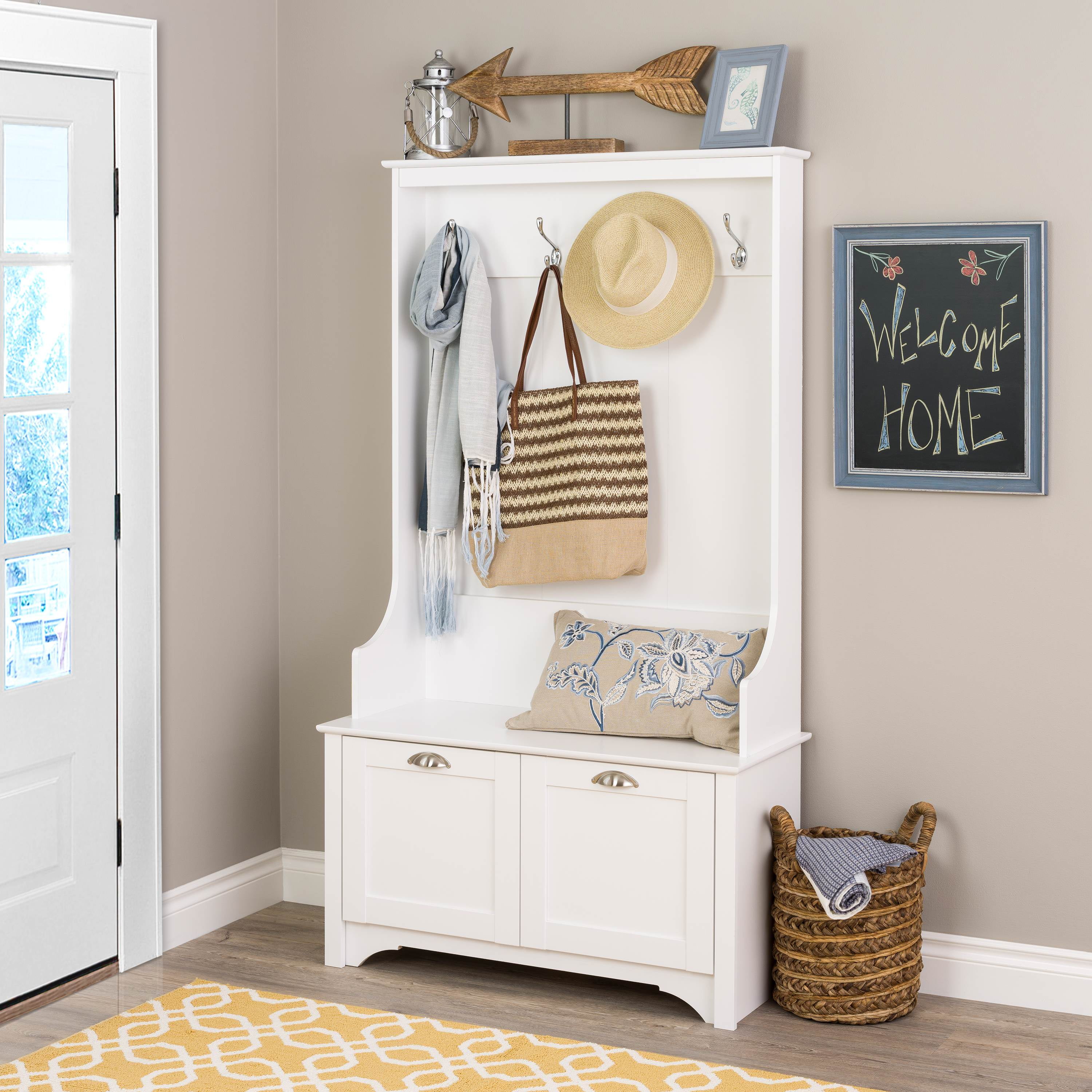 Free Shipping! Prepac Wide Hall Tree with Shaker Doors, White - Walmart ...