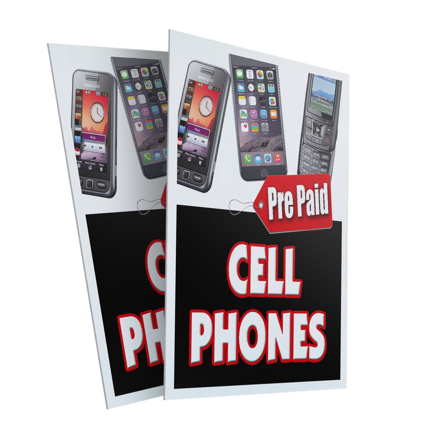 Prepaid Cell Phones (2-PACK) 24" x 36" Plastic Signs | Sign Insert 4mm ...