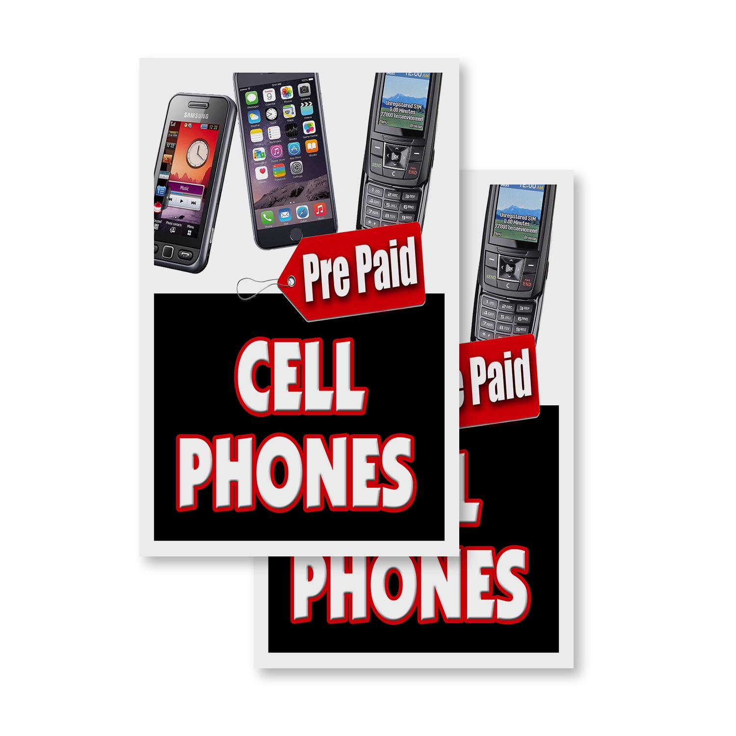 Prepaid Cell Phones (2-PACK) 24" x 36" Vinyl Decals | Sign Insert Peel ...