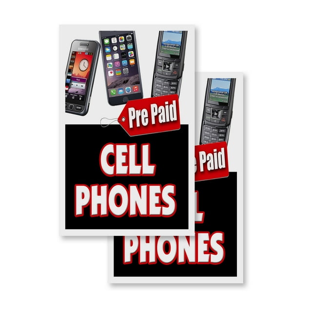 Prepaid Cell Phones (2-PACK) 24" x 36" Vinyl Decals | Sign Insert Peel ...