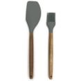 Prepara Brush and Spatula Kitchen Tool Set - Acacia Wood and Pewter ...