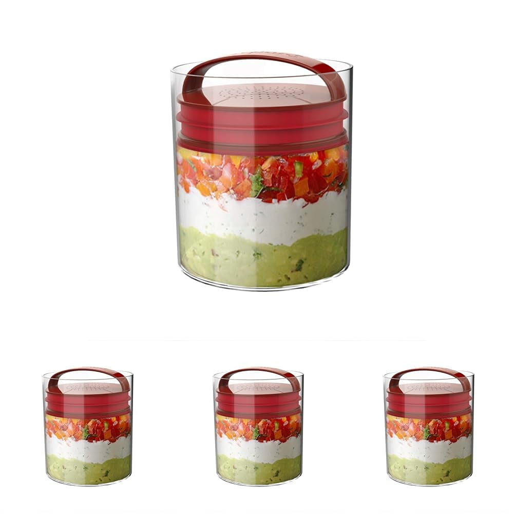 Prepara Evak Super Savor Plastic Food Storage, 14 Ounce, Red (Pack of 4 ...