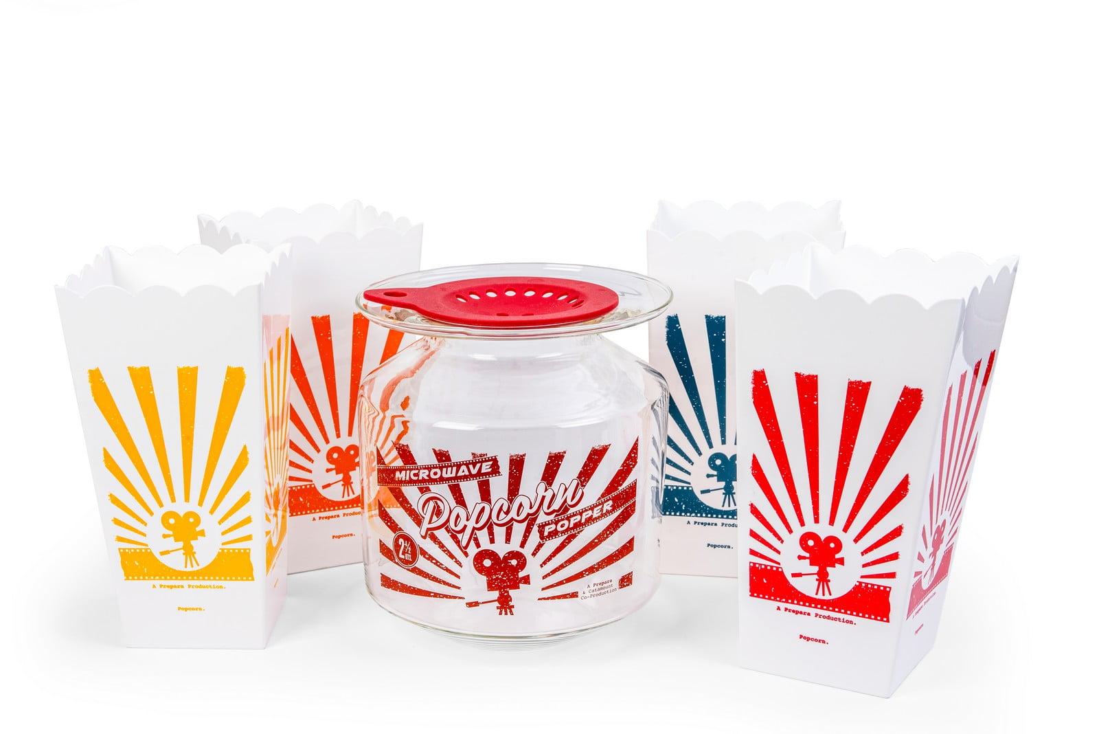 Prepara Glass Popcorn Gadget Set, 6-Piece, Bucket with Lid, and Popcorn ...