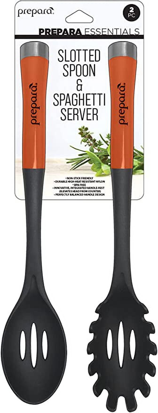 Prepara Slotted Spoon and Spaghetti Server Kitchen Tool Set - Orange ...