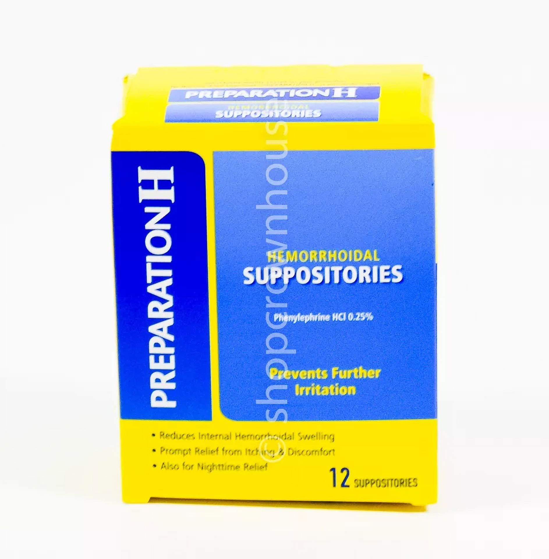 Preparation H Hemorrdoidal SUPPOSITORIES 12 discomfort relief NIB 03/ ...