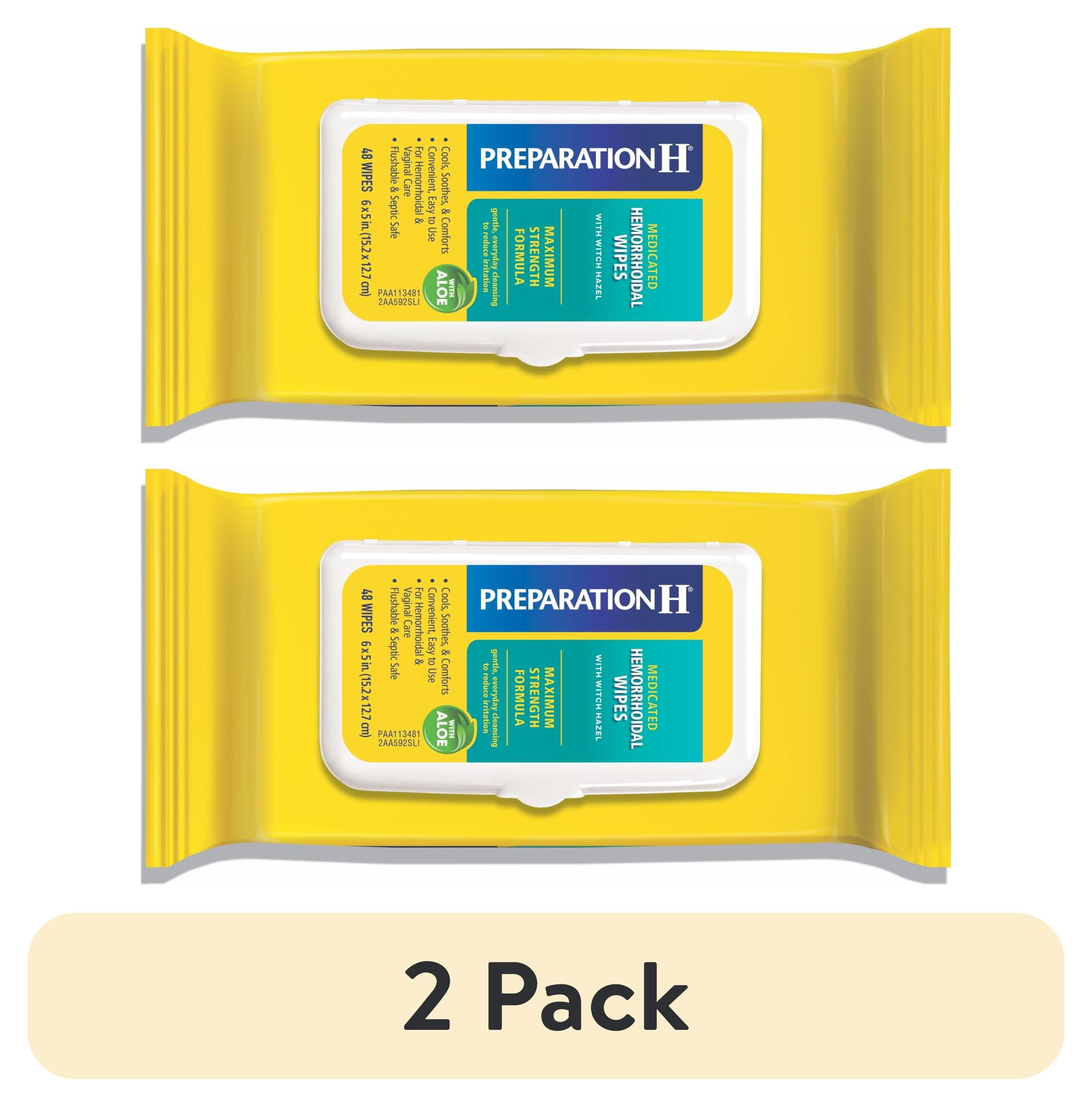 (2 pack) Preparation HÂ® Maximum Strength Formula Medicated Wipes 48 ct ...