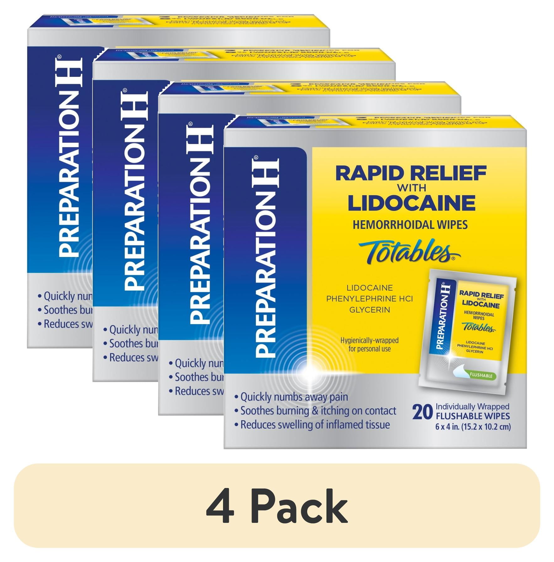 (4 pack) Preparation H Rapid Relief Hemorrhoid Wipes with Lidocaine ...