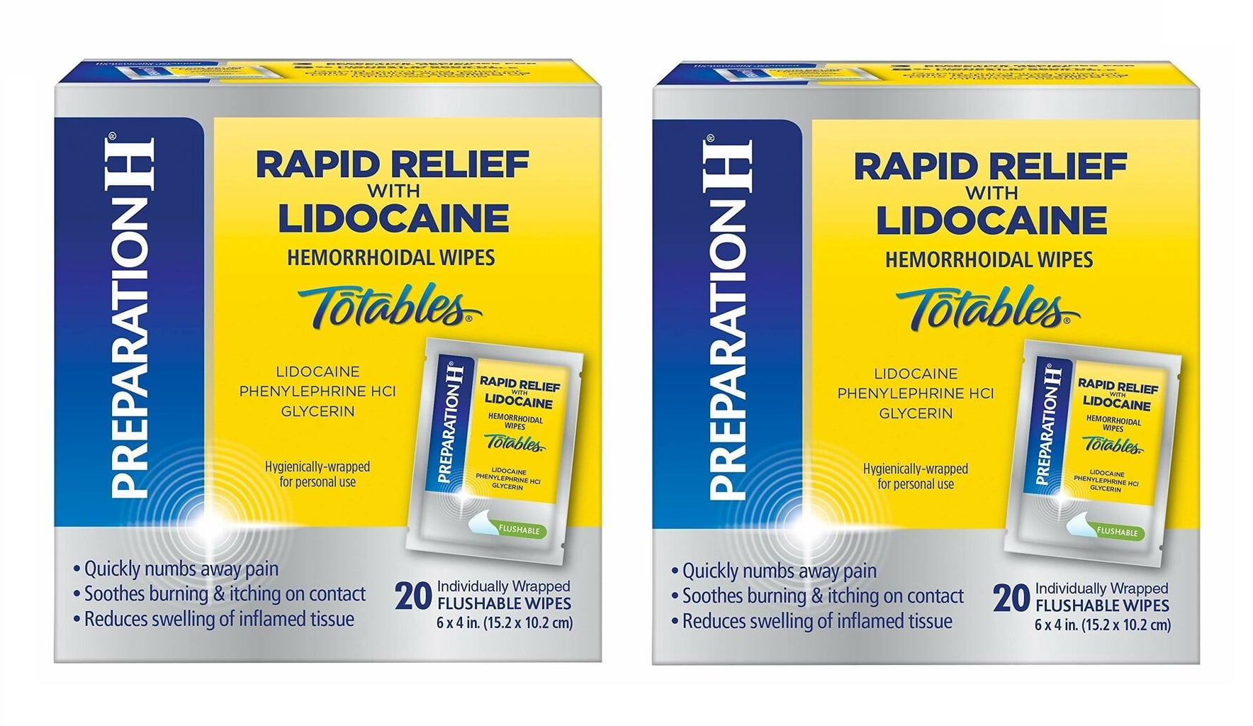 Preparation H Rapid Relief Flushable Wipes, Lidocaine Numbing For ...