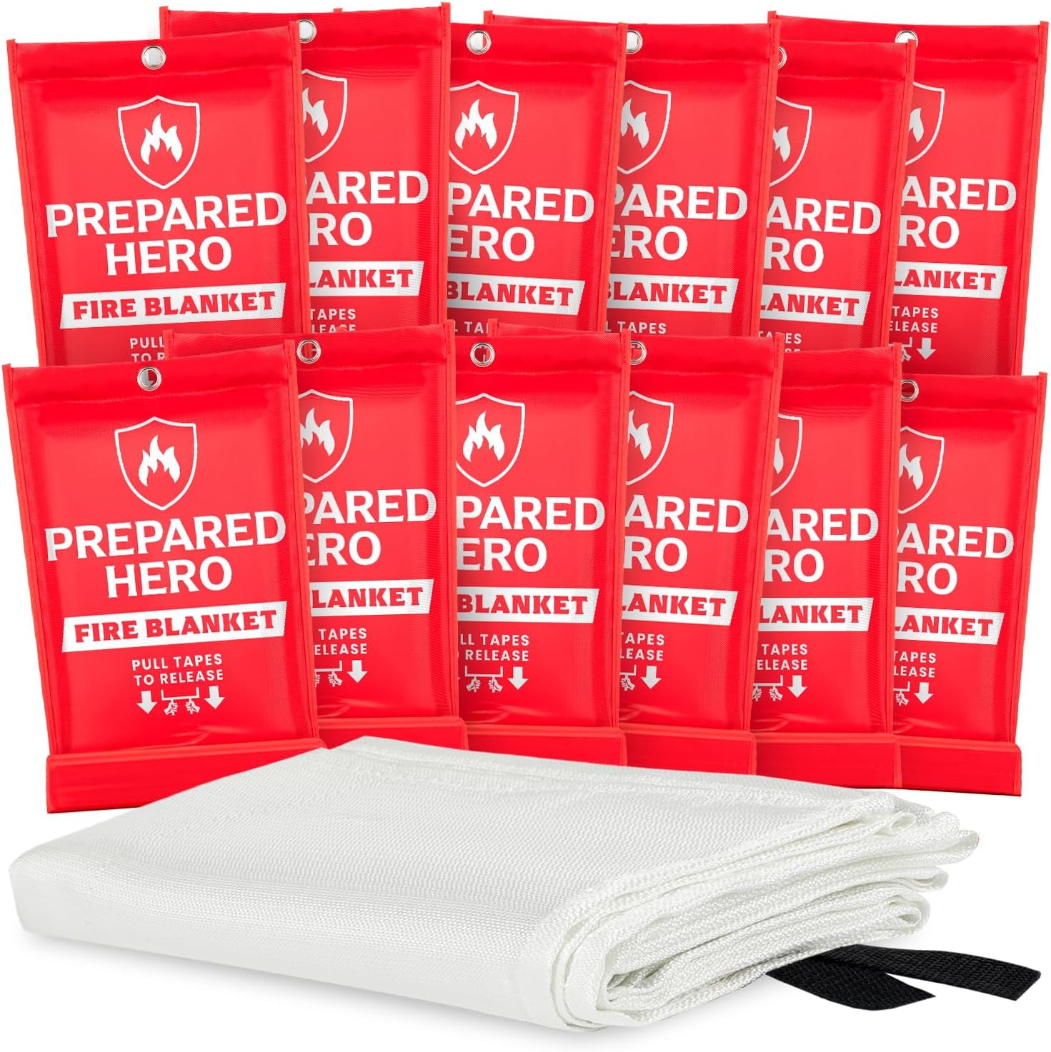 Prepared Hero Emergency Fire Blanket - 12 Pack - Fire Suppression ...