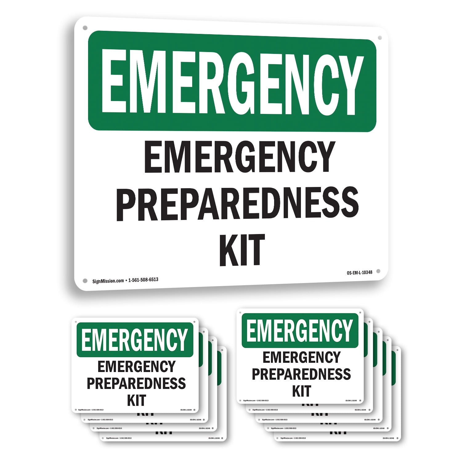 Preparedness Kit OSHA Emergency Aluminum Sign 10 Inch x 7 Inch - 10 ...