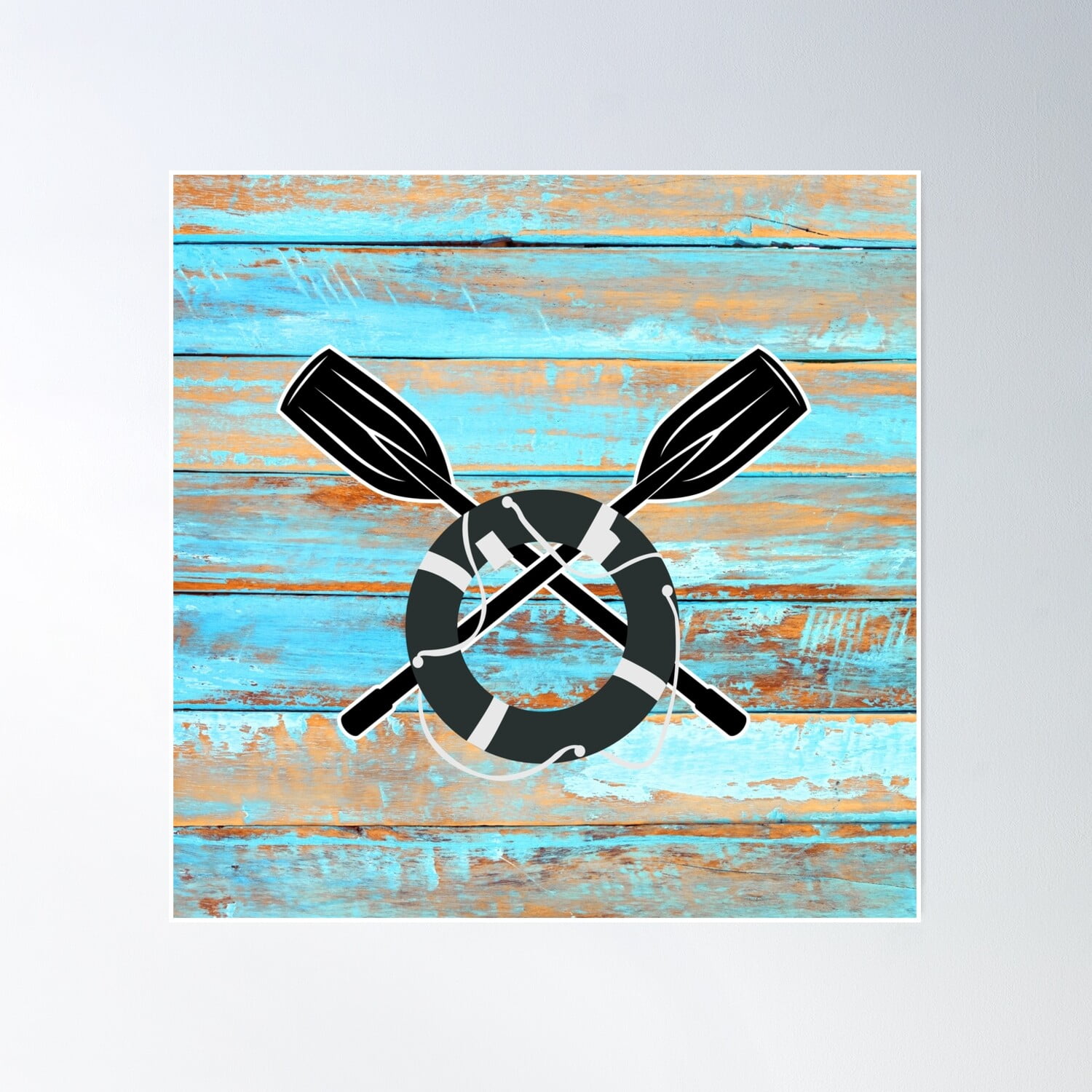 Preppy 1980S Beach Oars And Life Preserver Poster Wall Art, Modern Wall ...