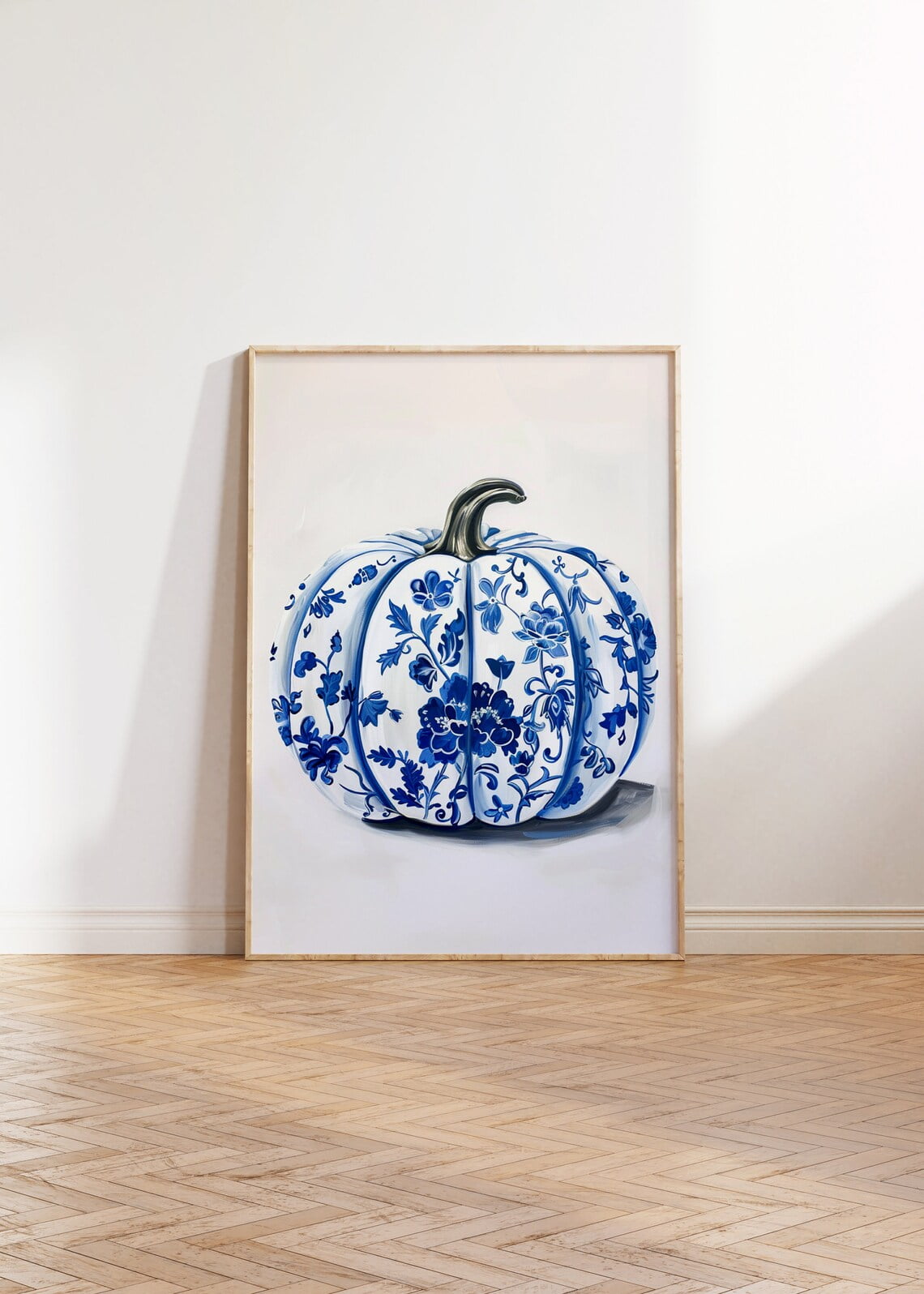 Preppy Autumn Pumpkin Art Print, Chinoiserie Aesthetic Fall Print ...
