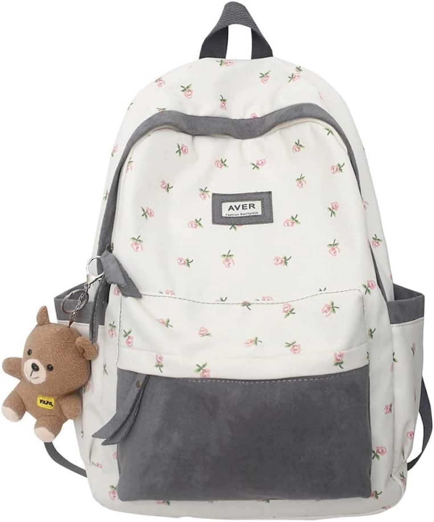 Preppy Backpack Patchwork Cottagecore Aesthetic Backpack Flower Grass ...