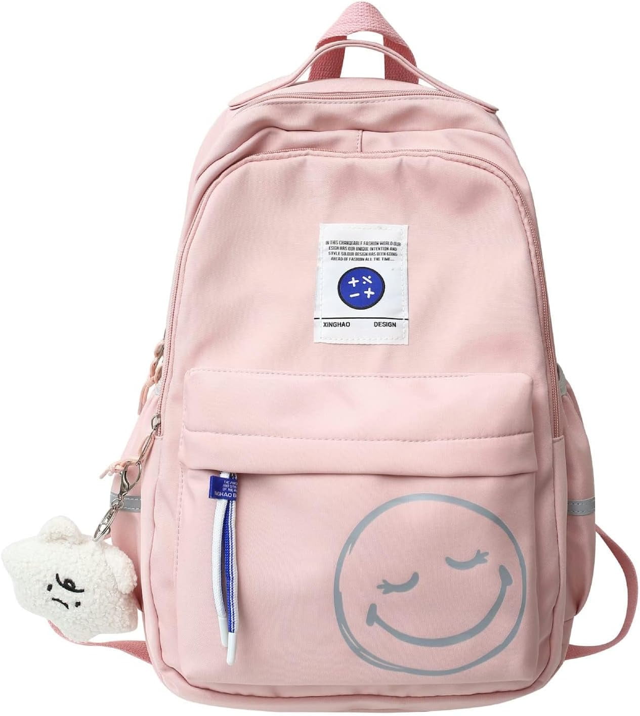 Preppy Backpack Smiley Face Cute Aesthetic Backpack with Plushies ...