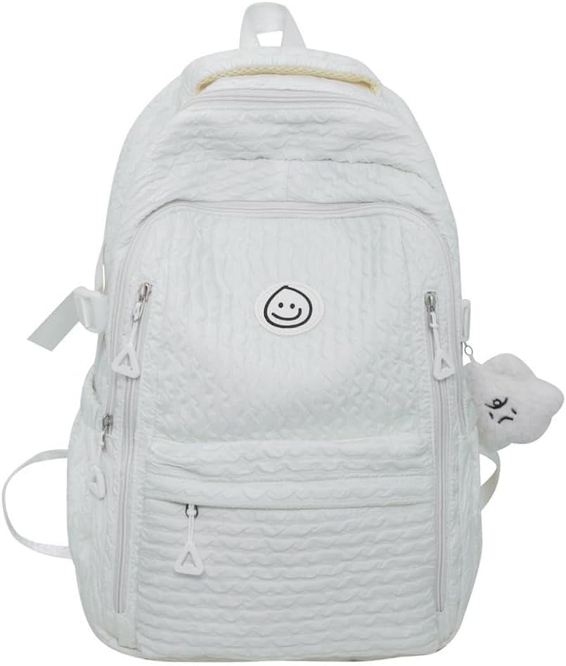 Preppy Backpack Smiley Face with Plushies Water Ripple Aesthetic ...