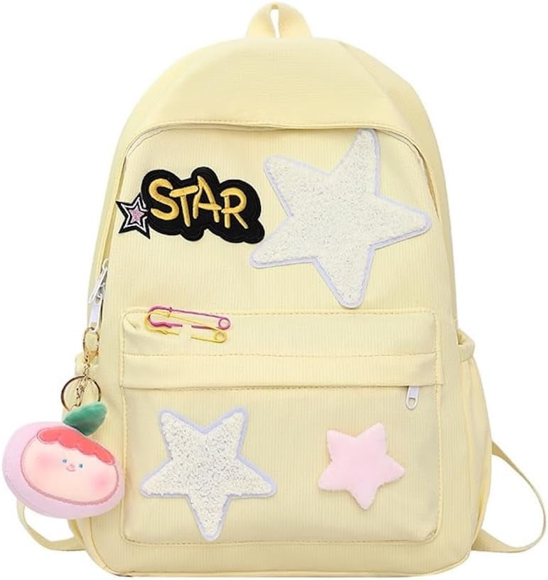 Preppy Backpack with Pins and Plushies Y2K Aesthetic Preppy Backpack ...