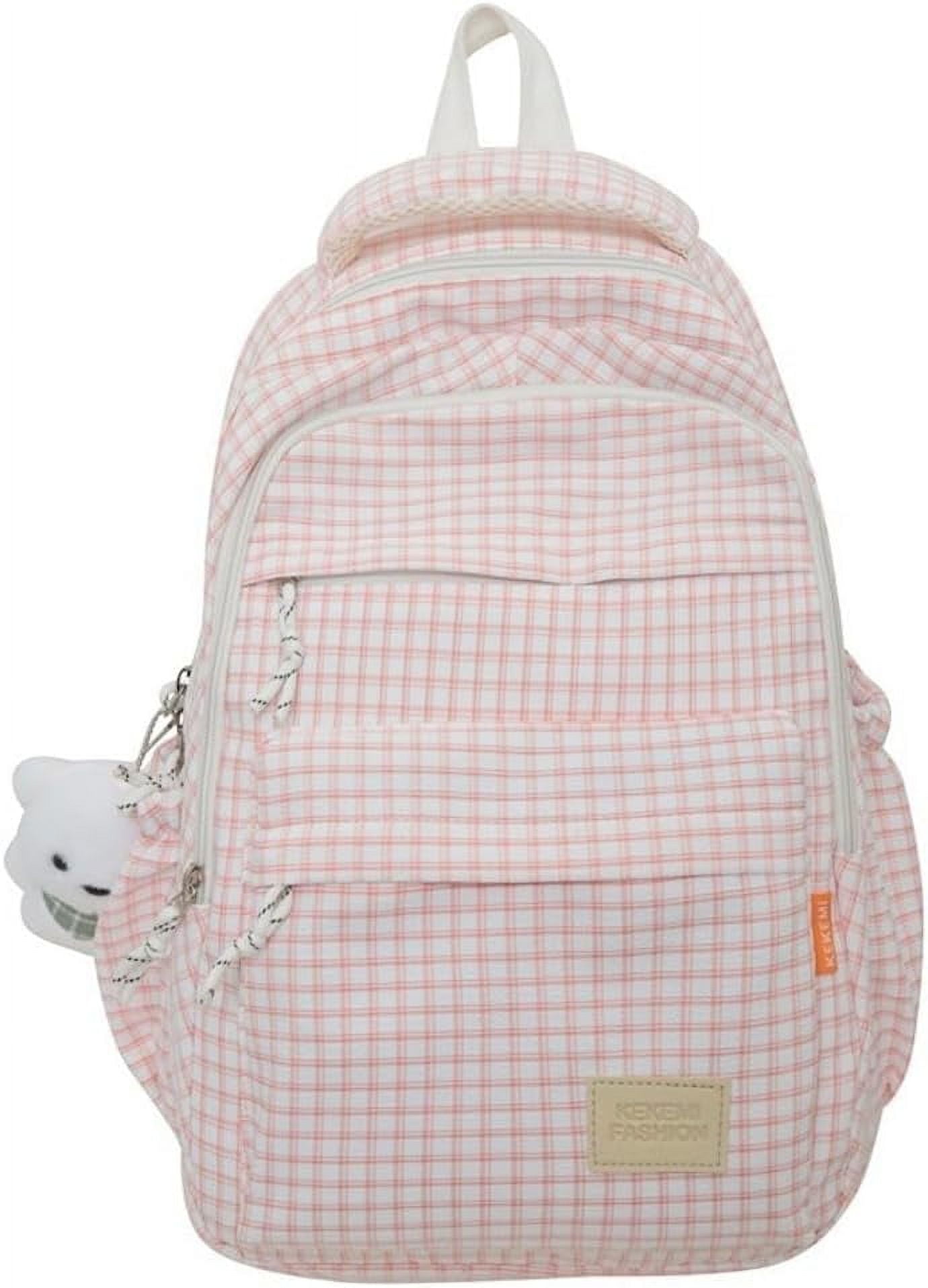 Preppy Backpack with Plushies Japanese Plaid Preppy Backpack Cute ...
