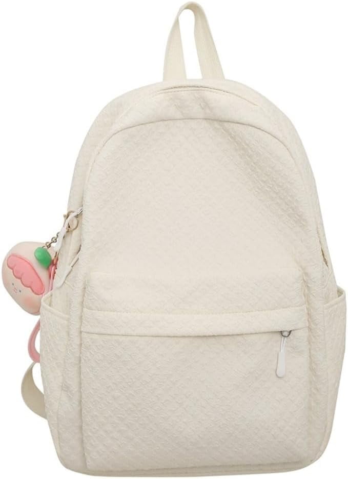Preppy Backpack with Plushies Solid Kawaii Backpack Minimalist ...