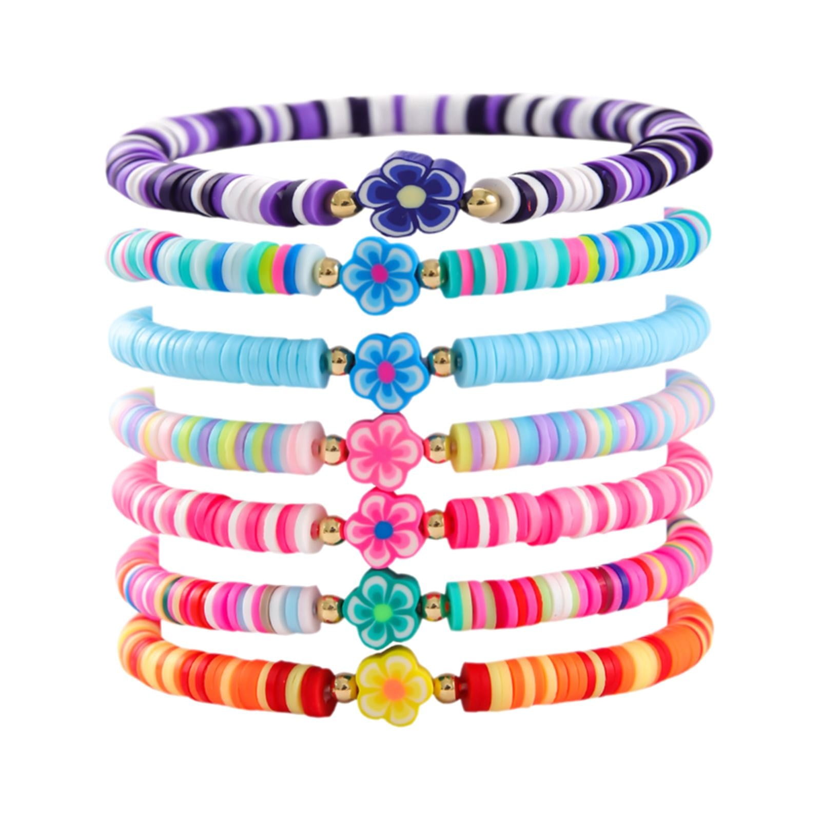 Preppy Bracelets Set Colorful Heart Star Polymer Beaded Pearl Clay ...