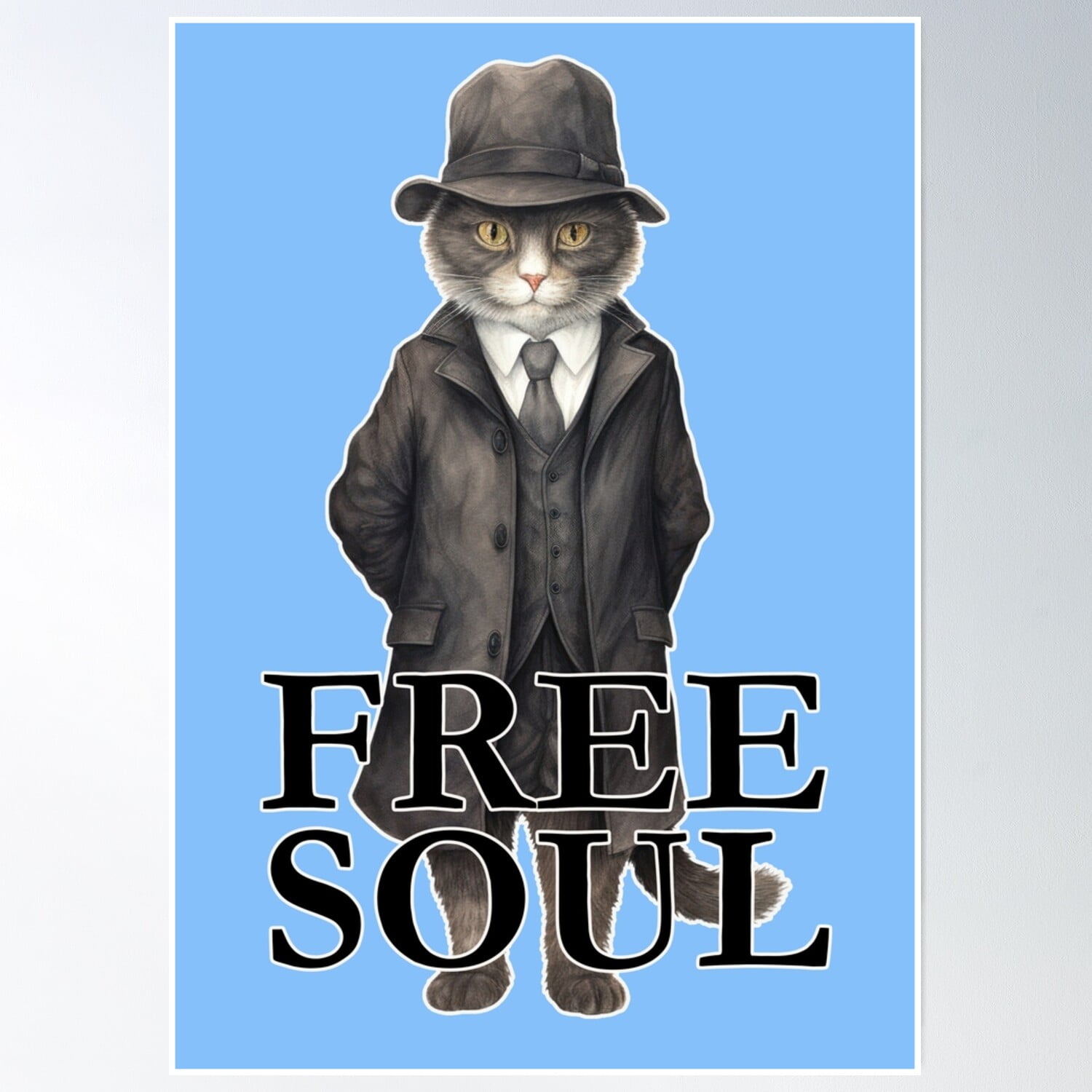 Preppy Cat With Coat And Hat, Dark Academia Poster Wall Art, Modern ...