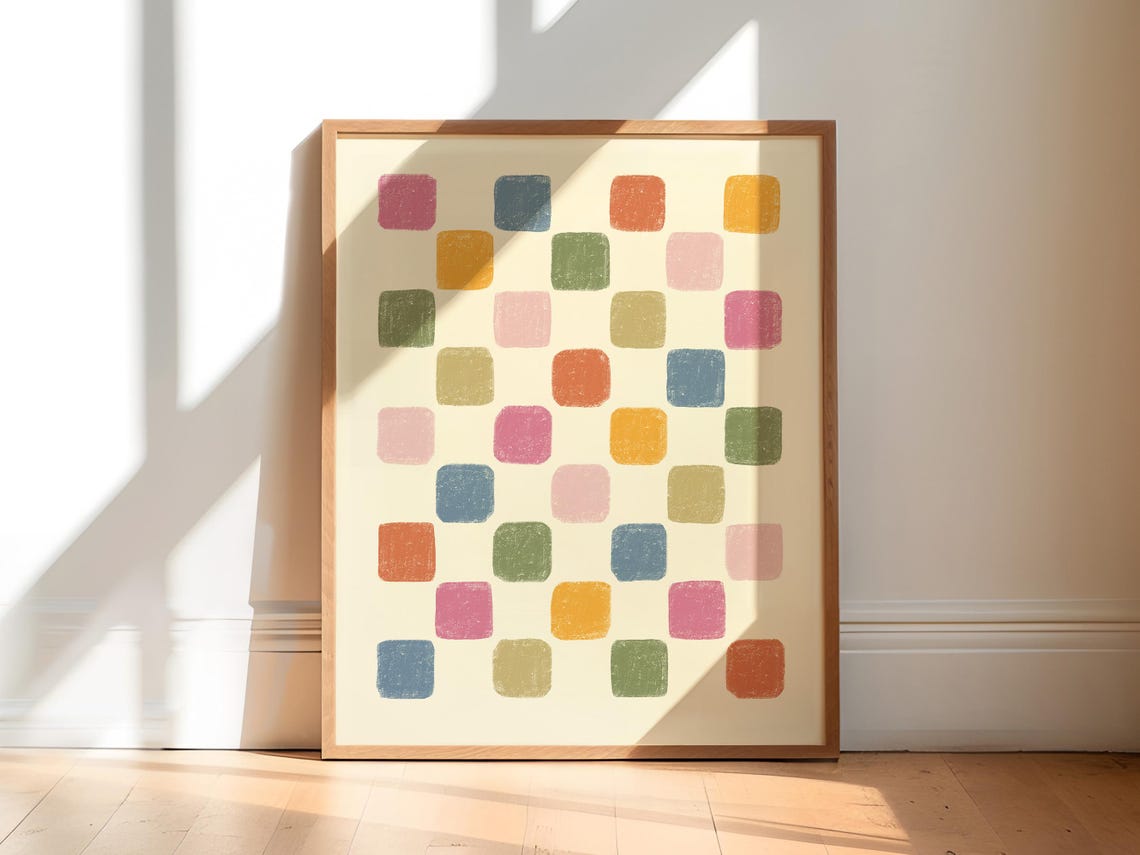 Preppy Checkered Print Wall Art, Checkered Poster, Beachy Prints ...